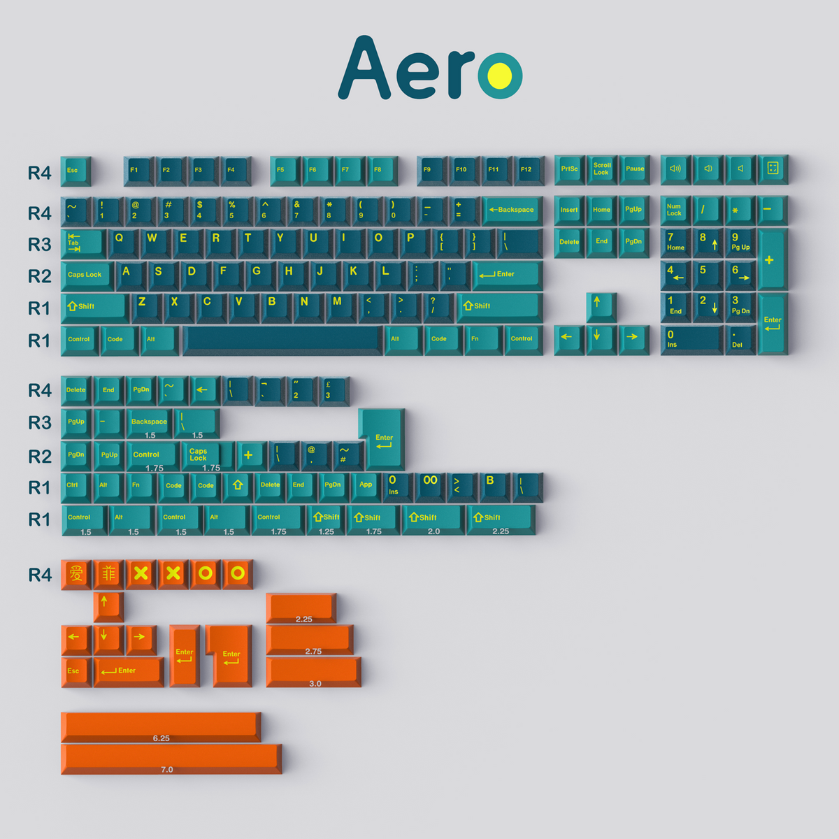 171 key ABS Double Shot Marrs Green/Aero Keycaps | Diykeycap
