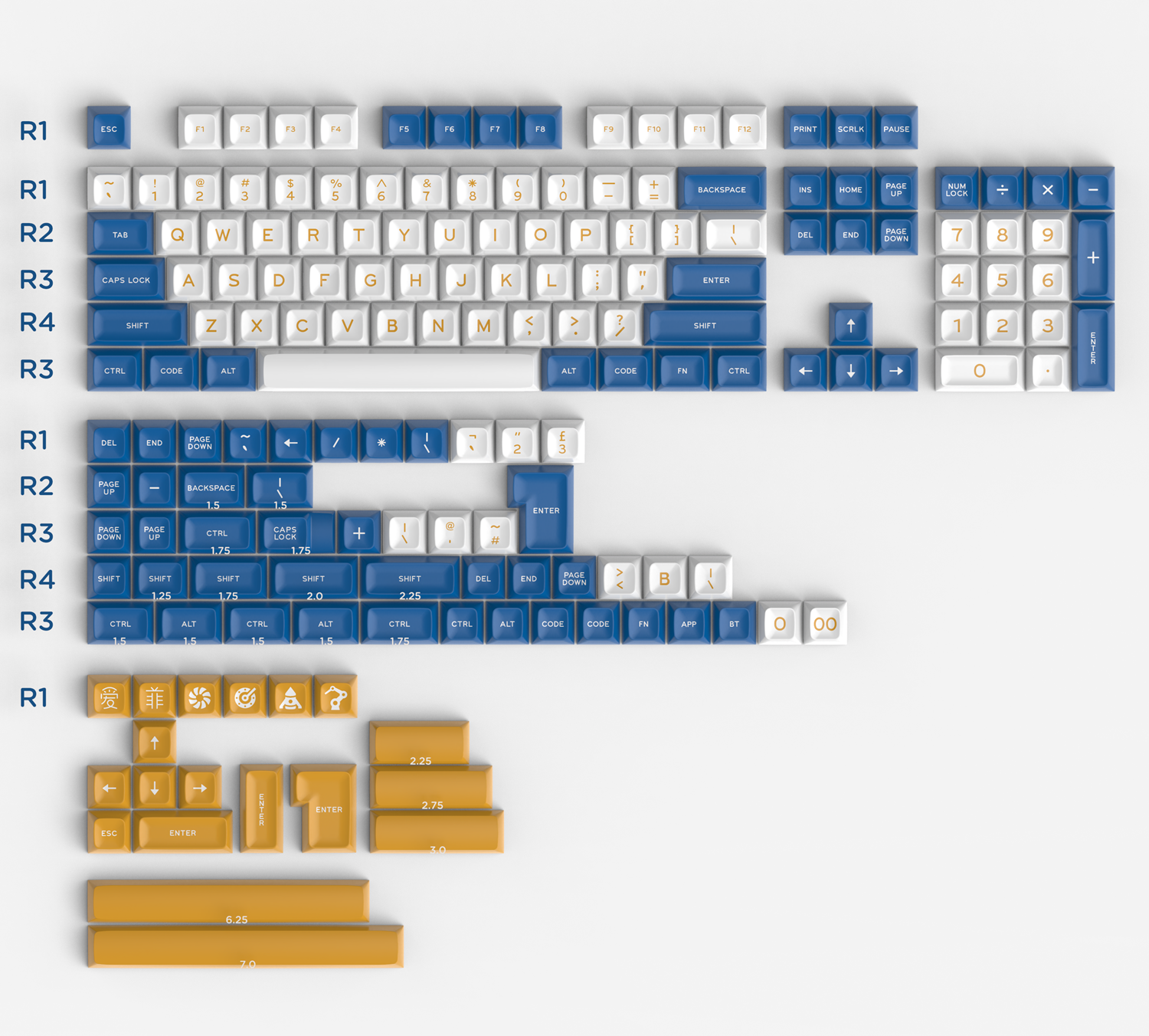 170 keys SA Profile ABS Double Shot Keycap For Ansi ISO Layout Original ...