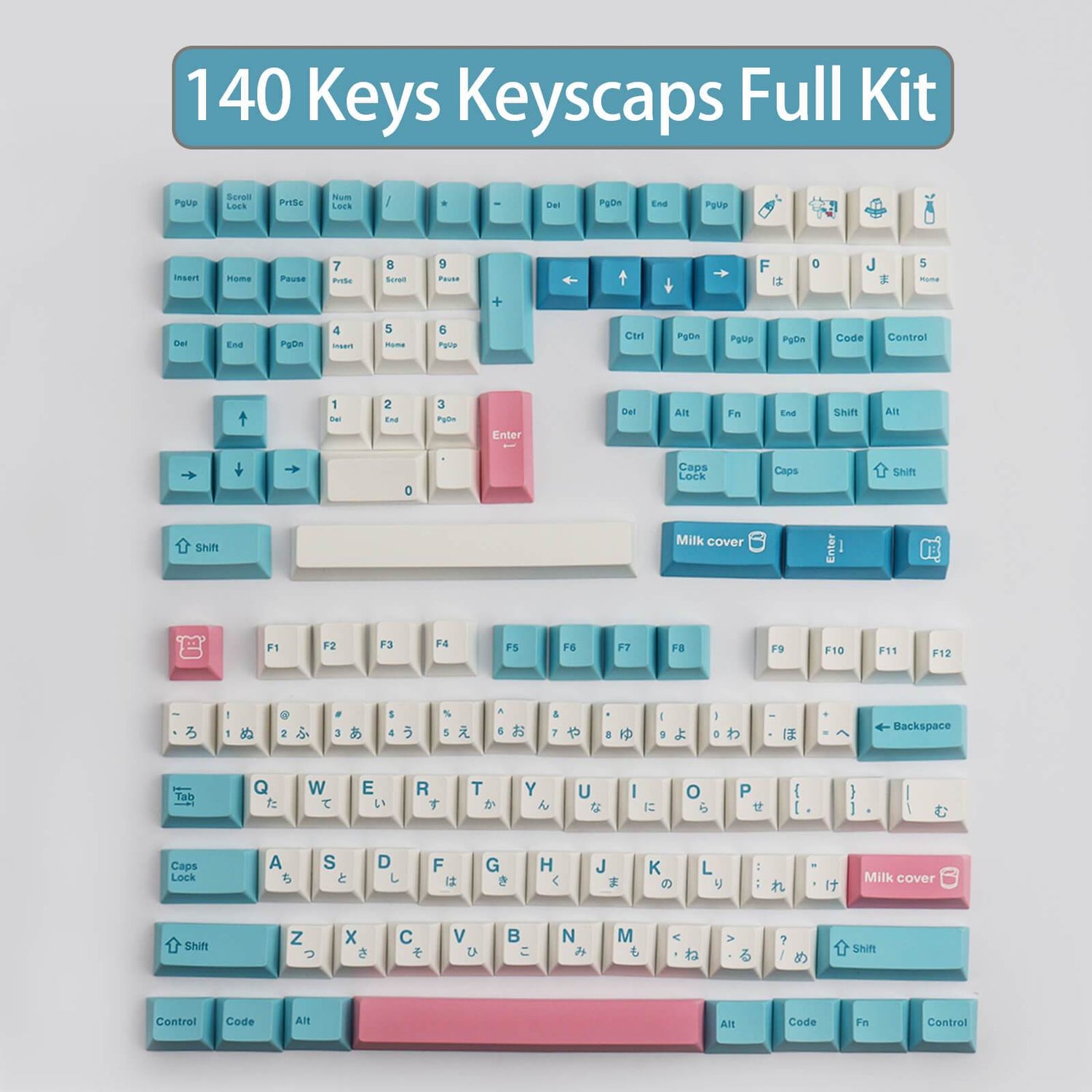 PBT keycaps Sublimation 142 KeysMilk Cover Keycaps Cherry Profile ...