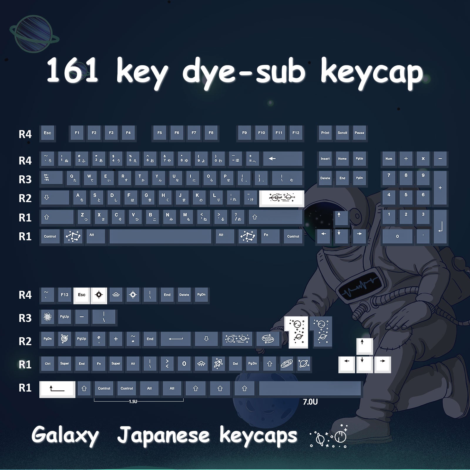 GMK Galaxy PBT Keycaps 161 Keys Cherry Profile DYE-SUB Personalized GMK ...