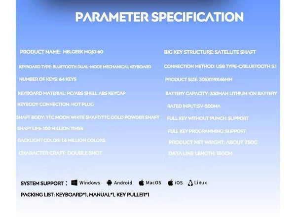MelGeek Mojo60 Christian 64 Key mg Double Shot Keycaps Hot Swappable ...