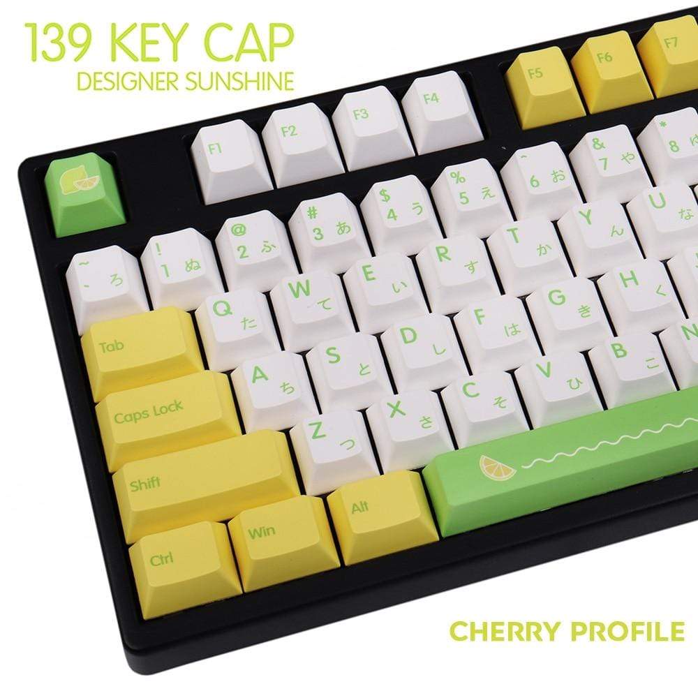 139 Keys PBT Keycap Cherry Profile DYE-SUB lemon Keycaps For Cherry MX ...